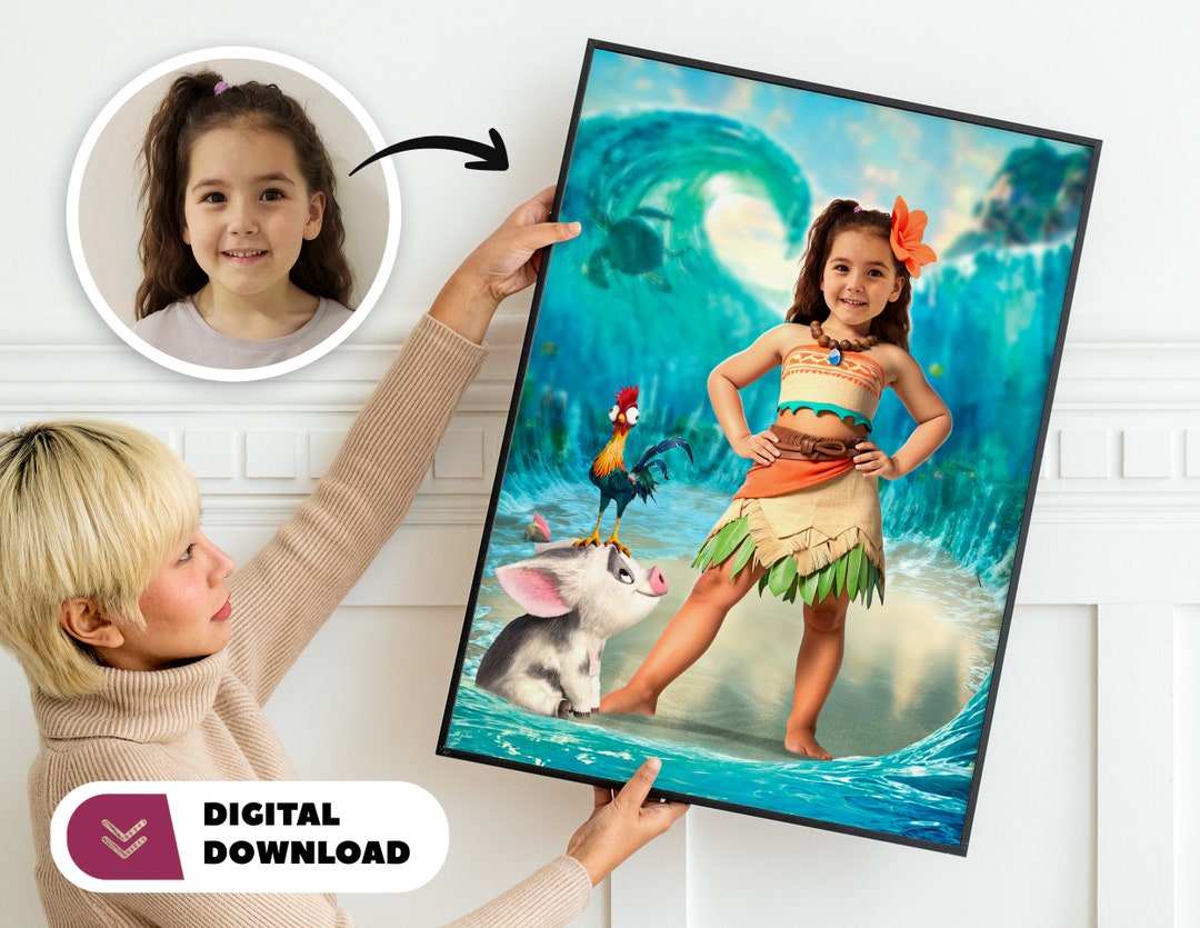 Custom Moana Portrait Princess Personalized Portrait Print From Photo ...