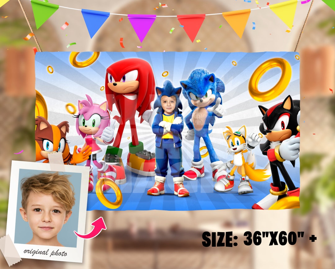 Sonic Personalized With Photo Custom Digital Banner - Gamer Birthday ...