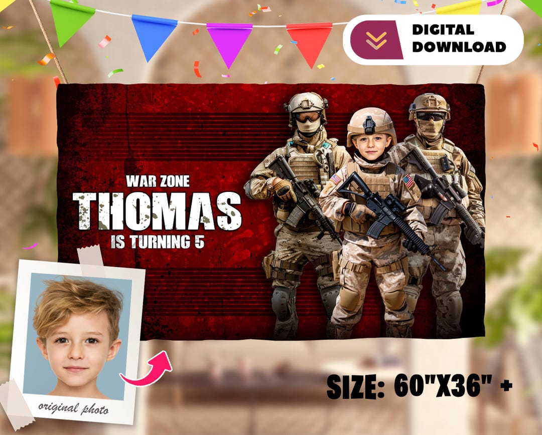 Shooter Personalized With Photo Custom Banner Gamer Birthday Banner ...