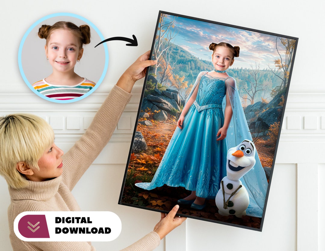 Custom Frozen Portrait Frozen Personalized Portrait Print From Photo ...