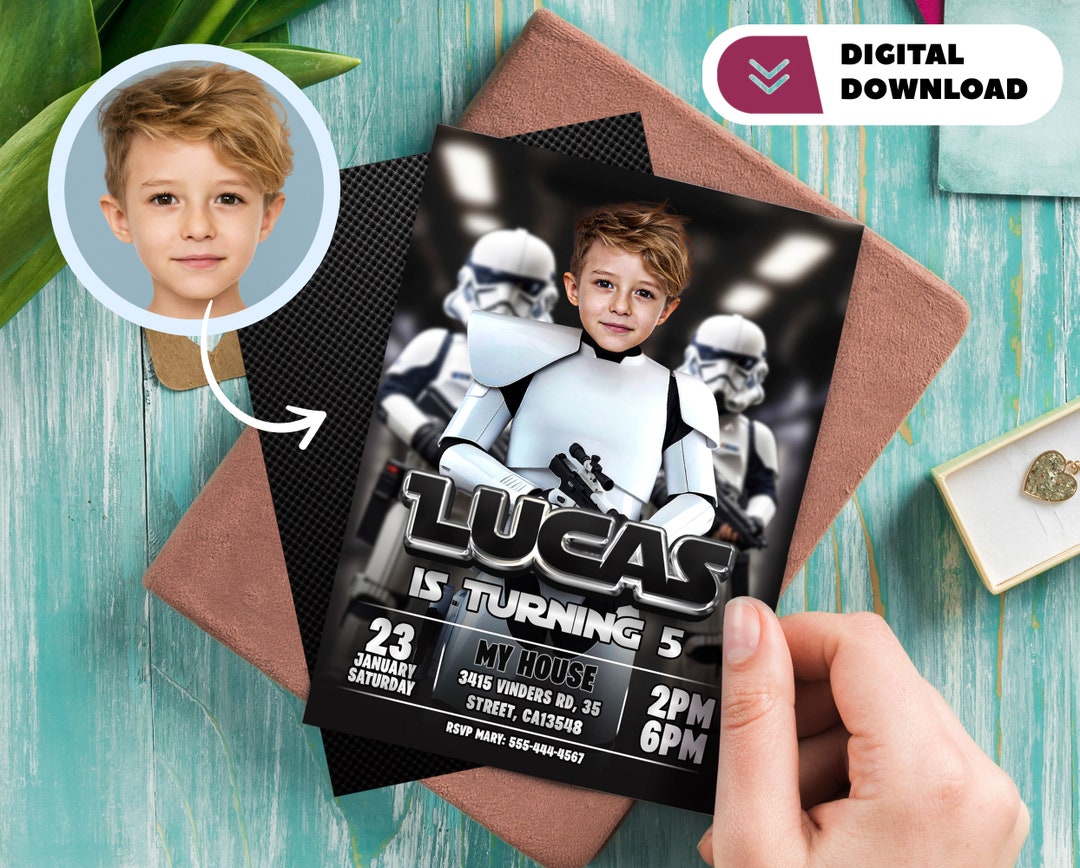 Stormtrooper Personalized With Photo Birthday Invitation Stormtrooper ...