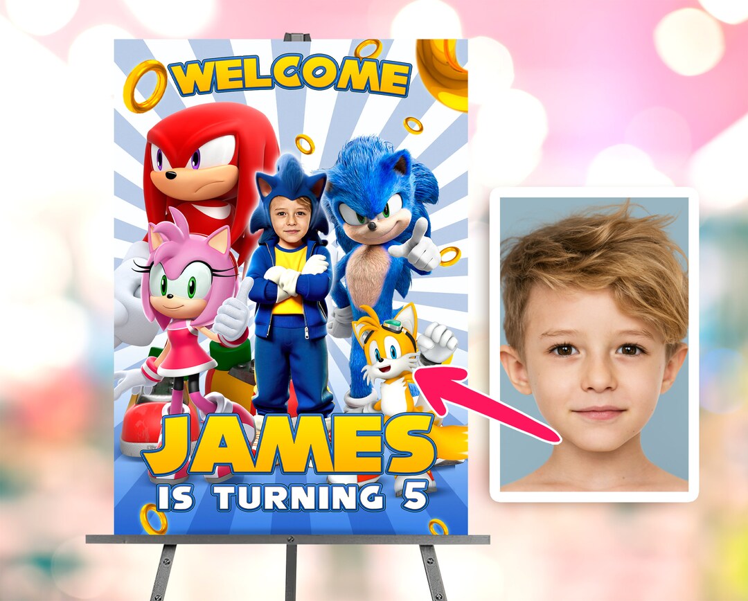 Sonic Personalized With Photo Birthday Welcome Sign - Sonic Birthday ...