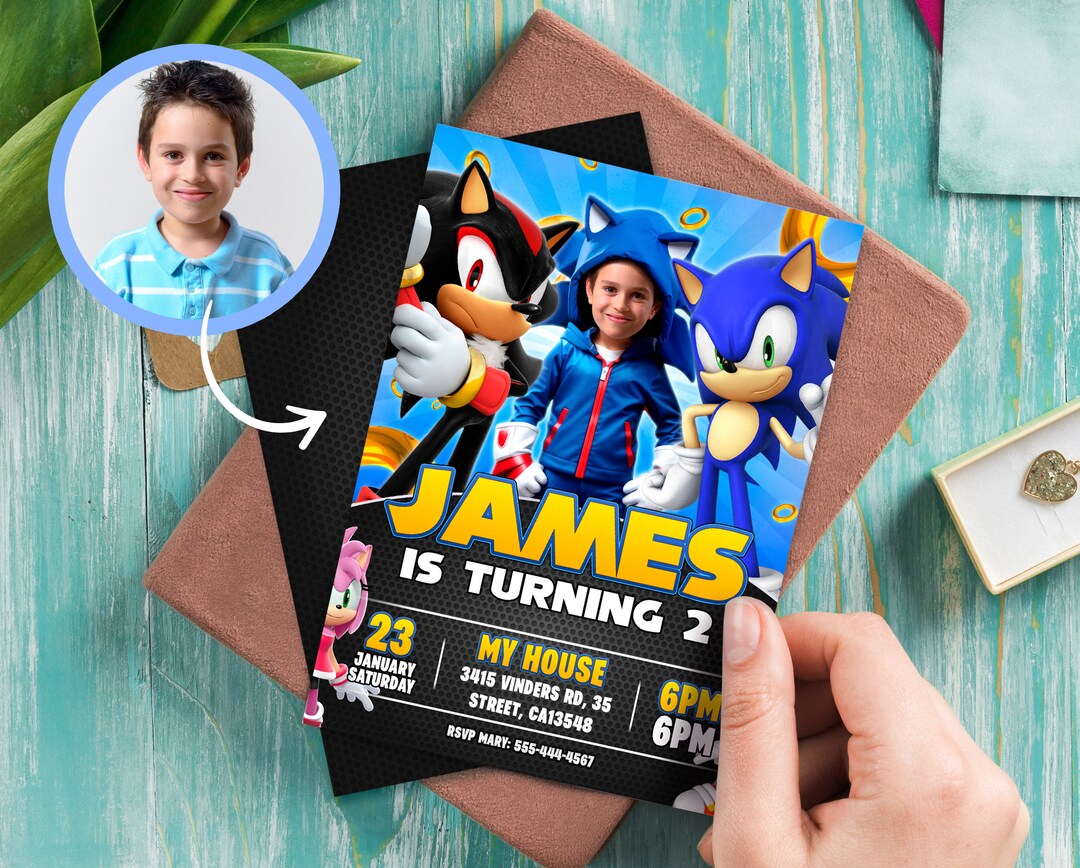 Sonic Personalized With Photo Birthday Invitation - Sonic Party 2107 - Etsy