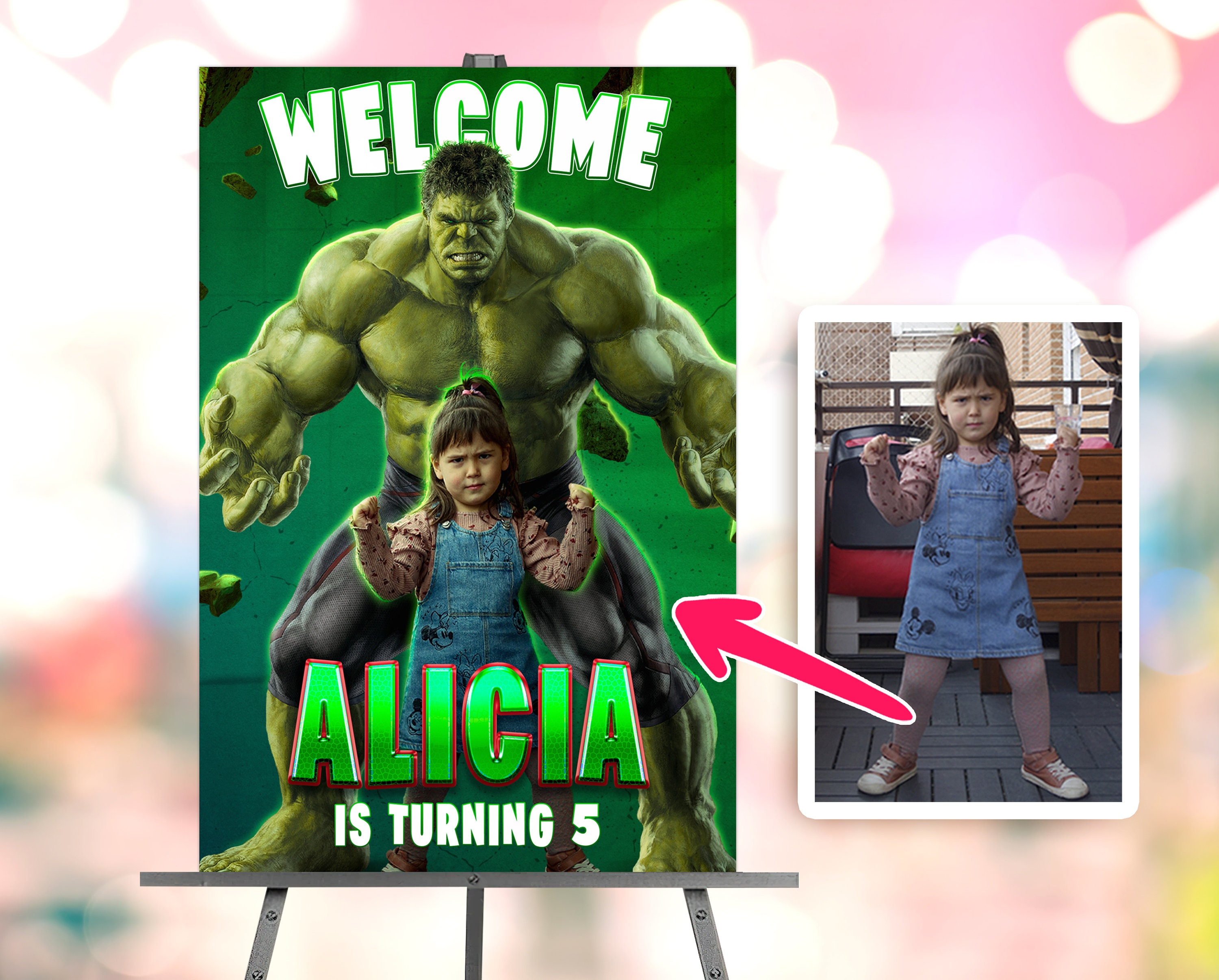 Hulk Personalized With Photo Birthday Welcome Sign Avengers - Etsy
