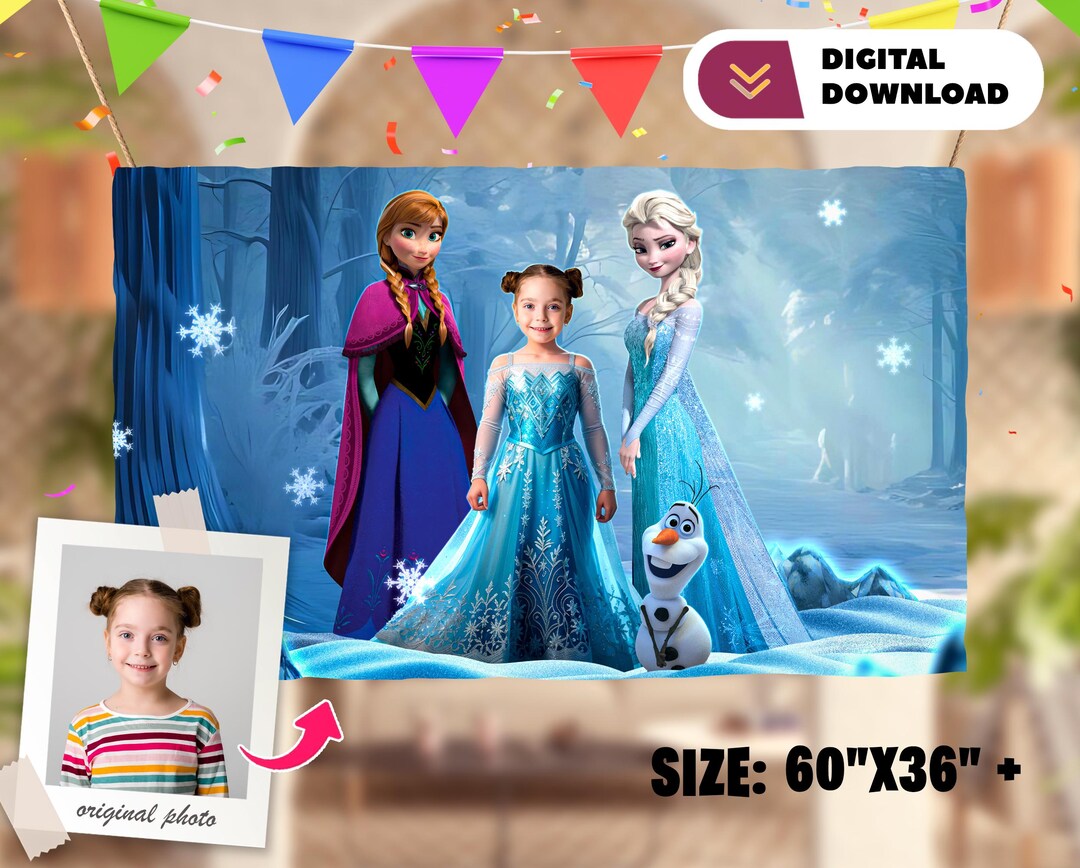 Frozen Personalized With Photo Custom Digital Banner - Frozen Backdrop ...