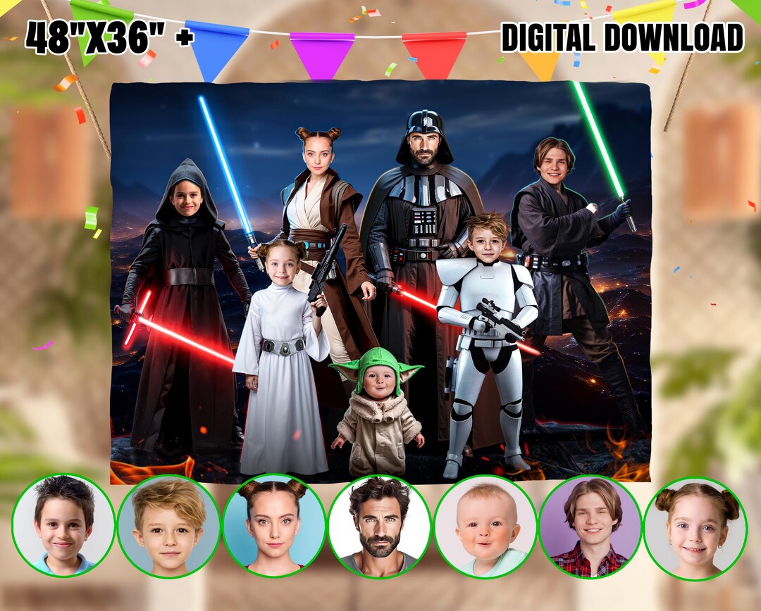 Jedi Family Personalized With Photo Digital Custom Banner Christmas ...