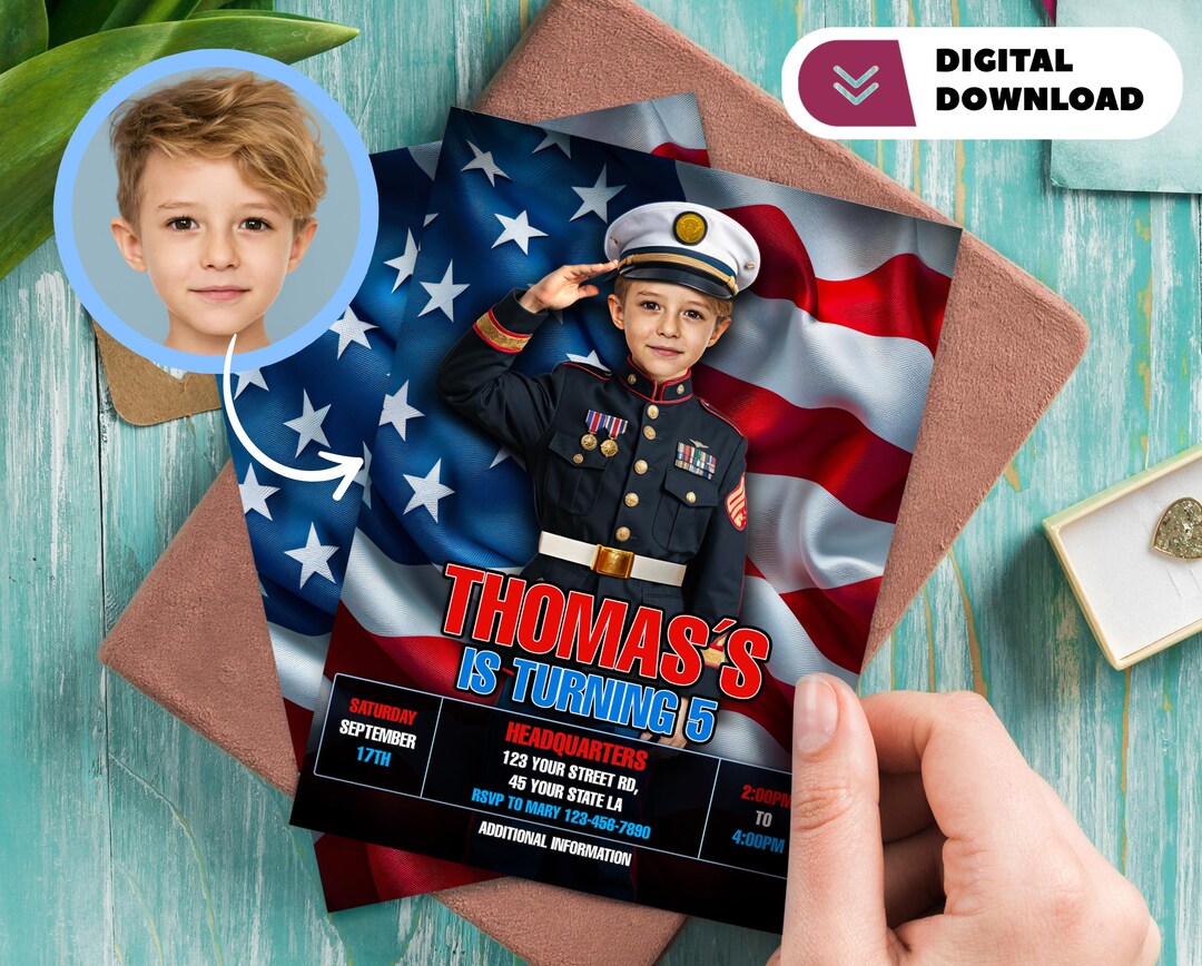 Military Party Invitations, Army Birthday Invitation, Soldier Birthday ...