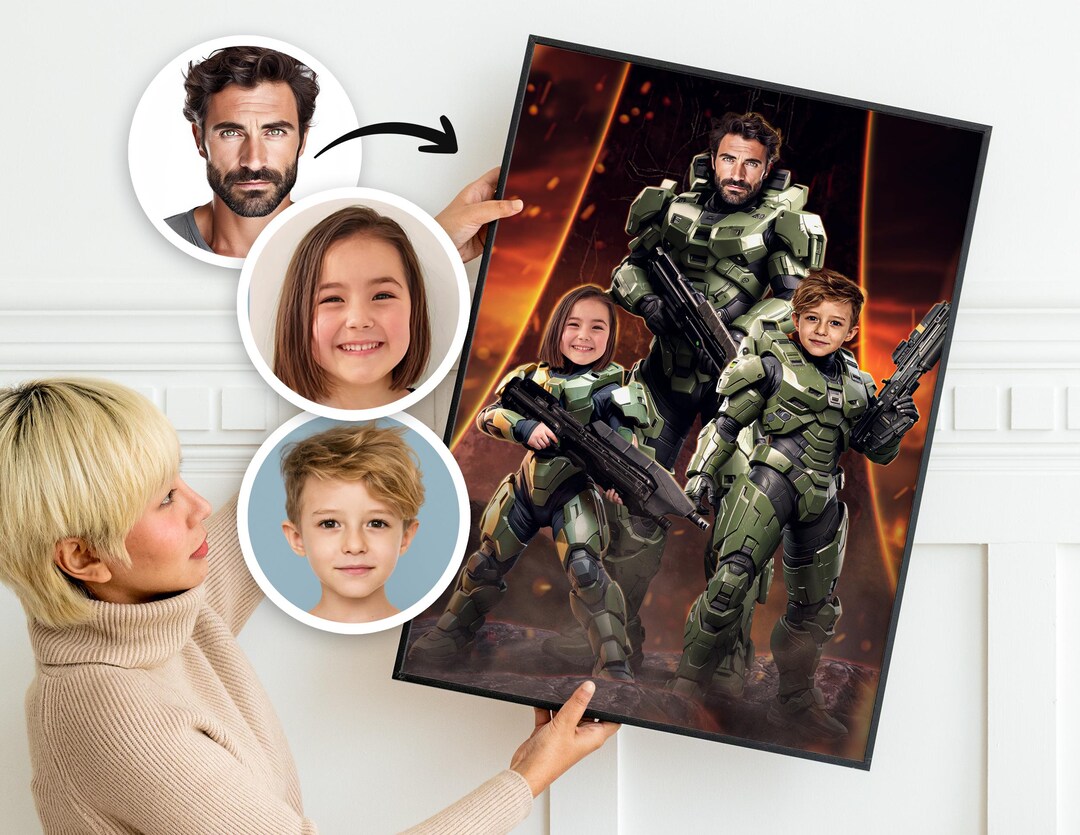 Family Gamer Digital Portrait - Gamer Personalized Portrait - Print ...