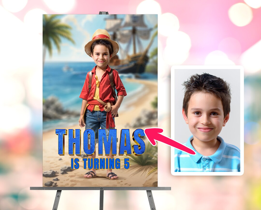 Anime Pirate Personalized With Photo Birthday Welcome Sign Manga ...