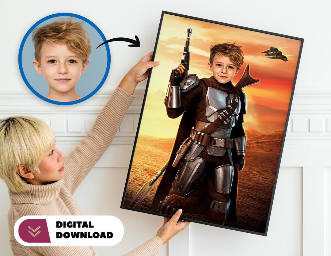 Custom Mandalorian Portrait Mando Personalized Portrait Print From ...