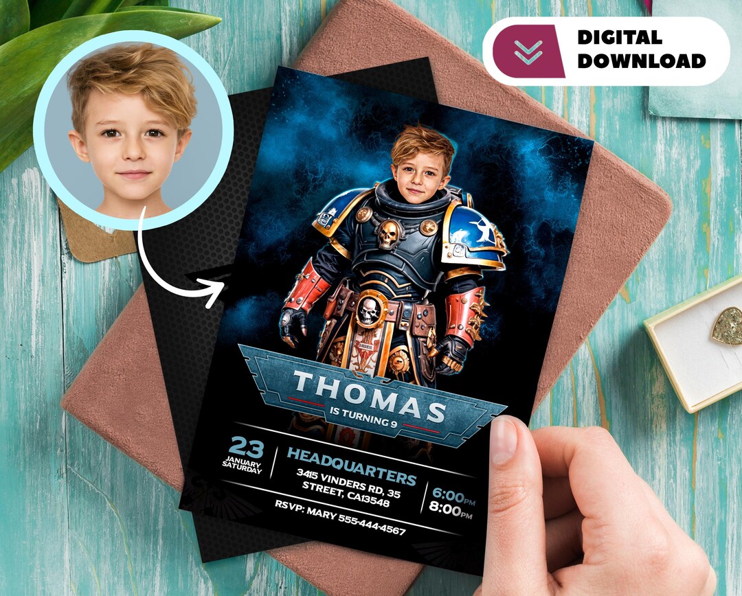 Ultramarine Personalized With Photo Birthday Invitation Chaplain ...