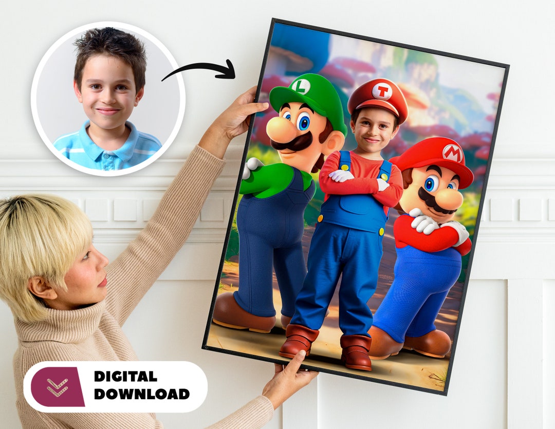 Custom Super Mario Portrait - Mario Personalized Portrait - Print From ...
