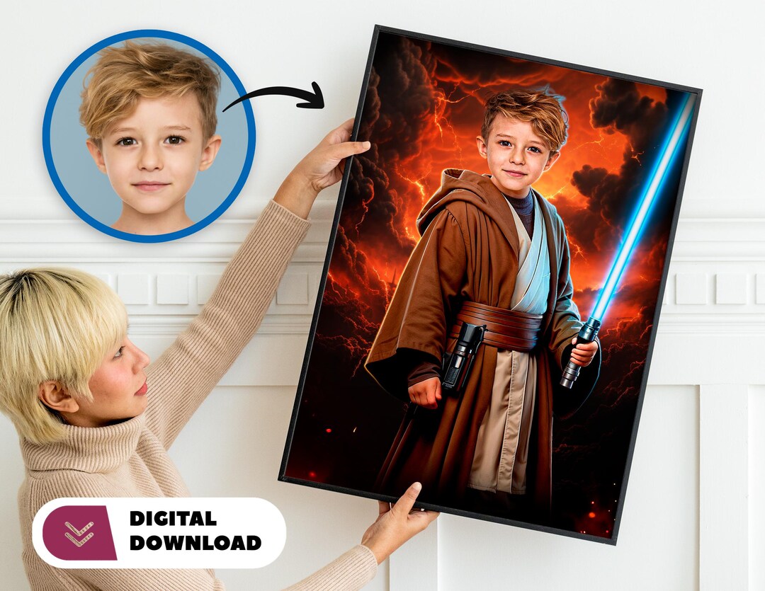 Jedi Portrait Jedi Personalized Portrait Print From Photo Wall ...