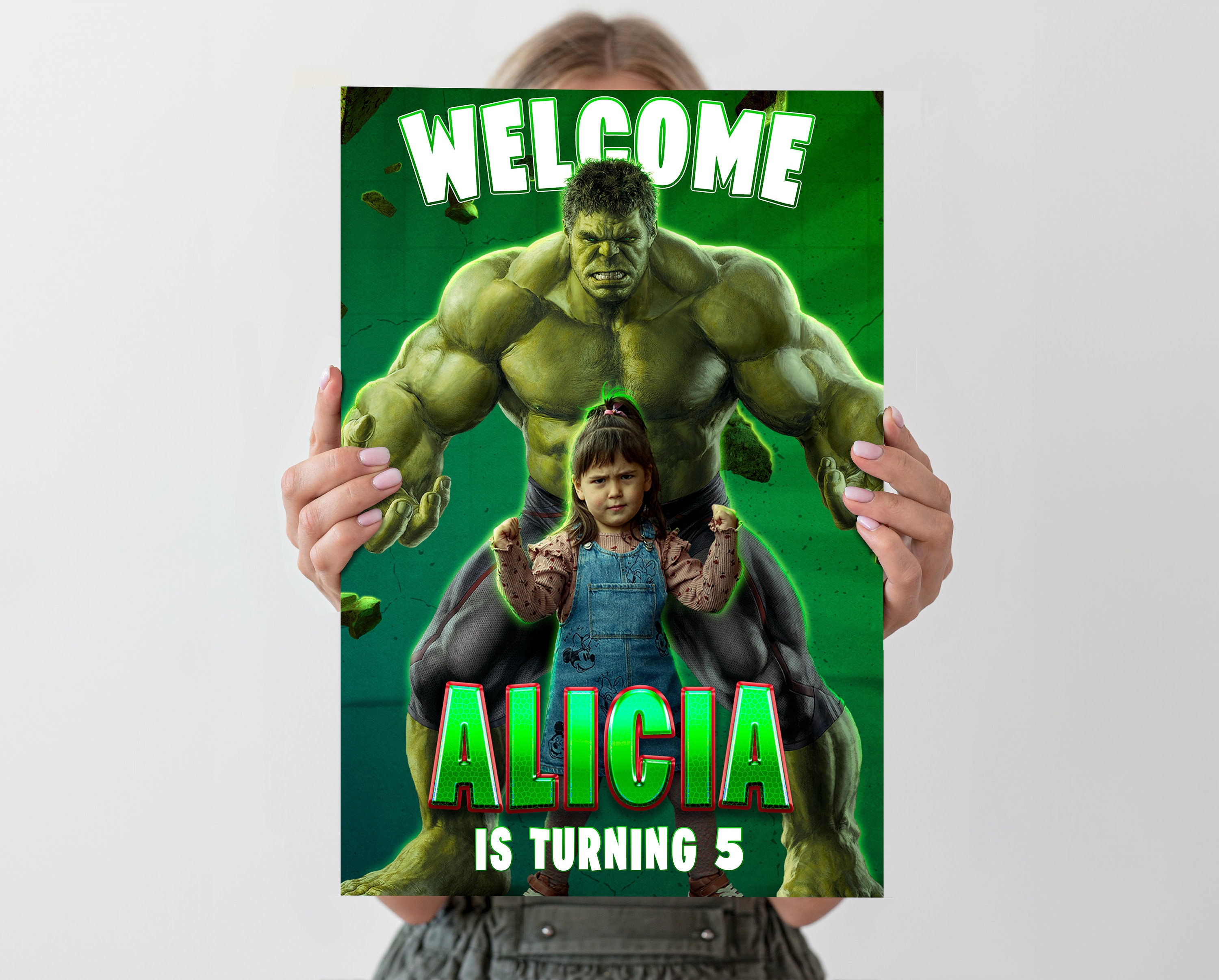 Hulk Personalized With Photo Birthday Welcome Sign Avengers - Etsy