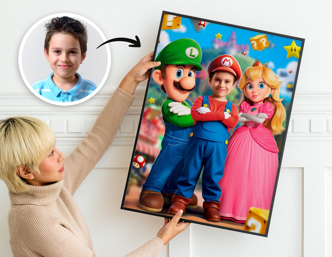 Custom Super Mario Portrait - Mario Personalized Portrait - Canvas ...