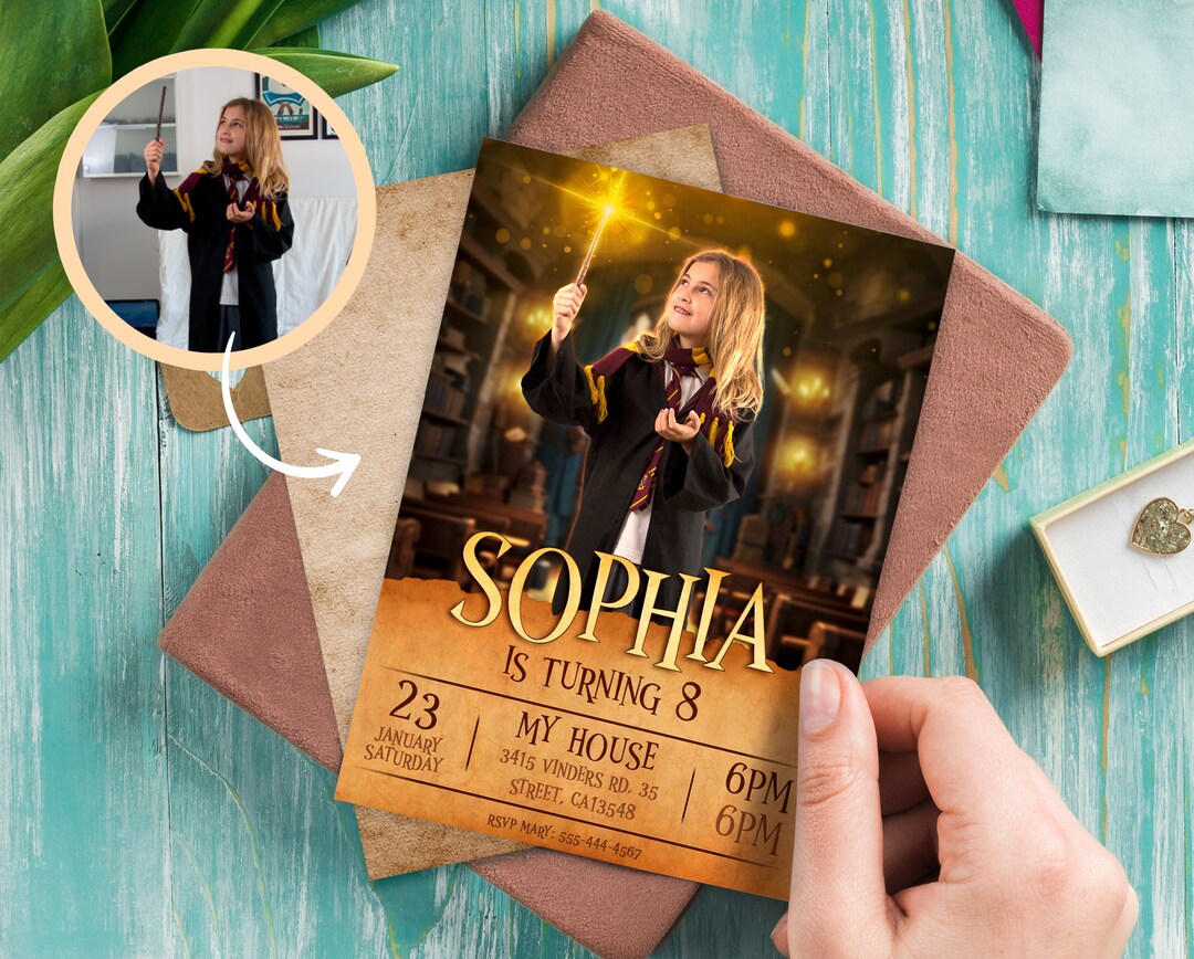 Invitation Personalized With Photo- Wizard Birthday Invitation - Etsy