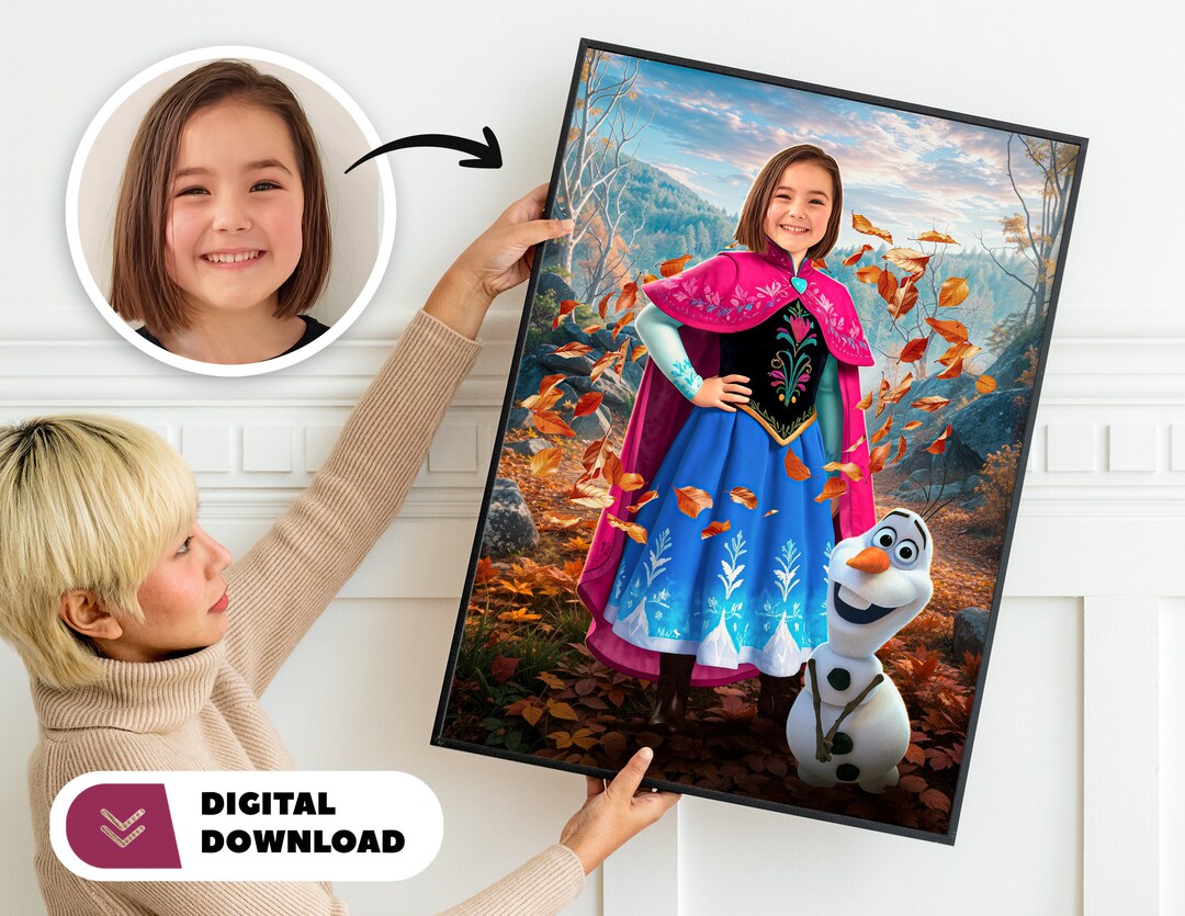 Custom Frozen Portrait Anna Personalized Portrait Print From Photo Wall ...