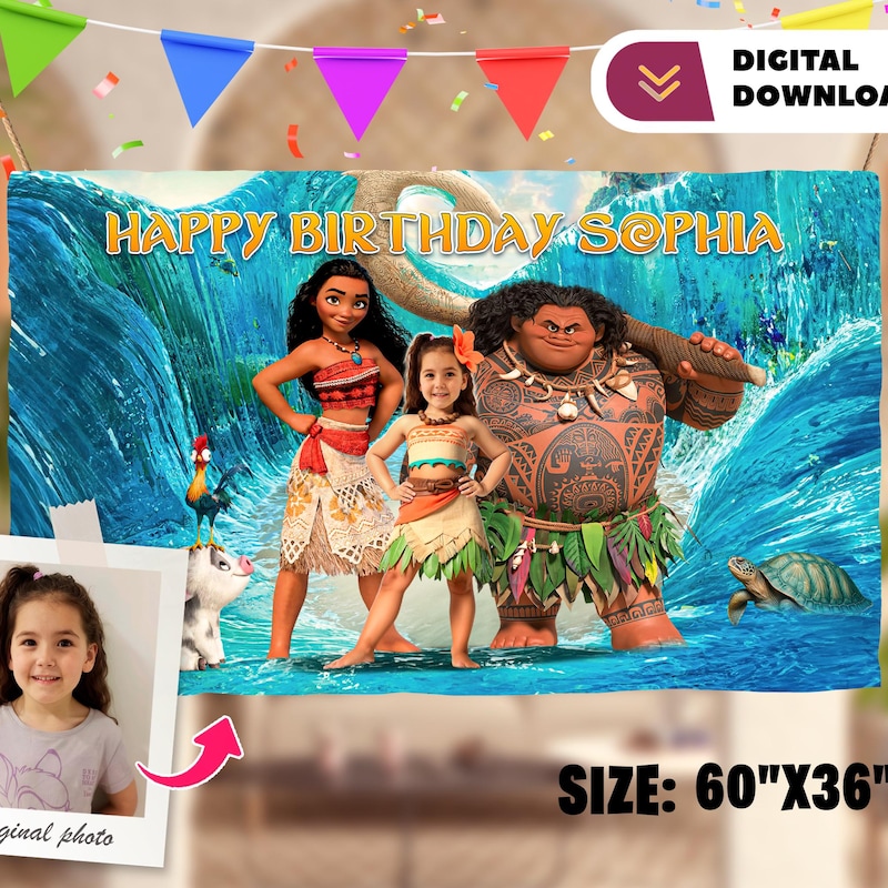 Moana Birthday Banner - Etsy