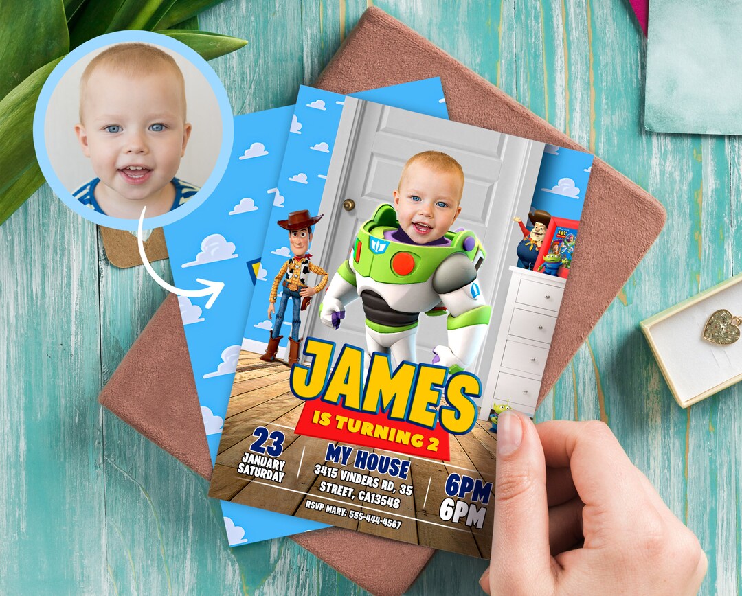 Buzz Personalized Invitation With Photo Toy Story Birthday Card Party ...