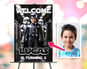 Star Wars Personalized With Photo Birthday Welcome Sign Darth Vader ...