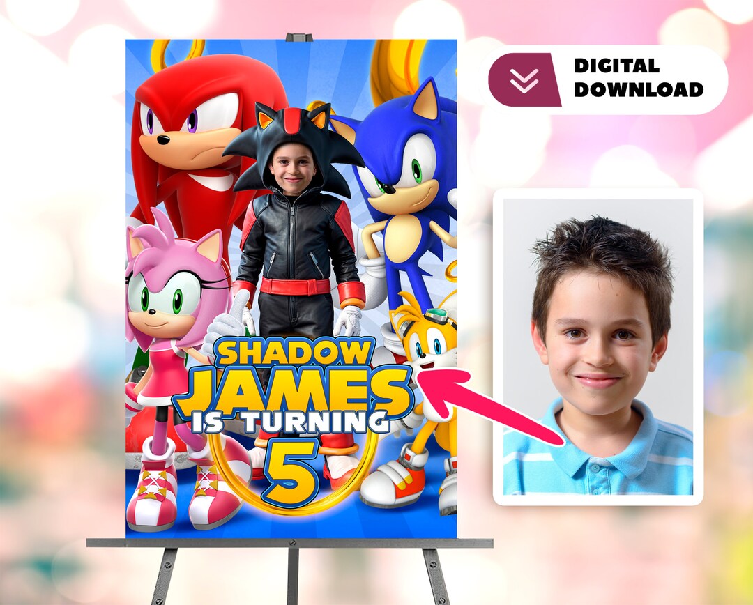 Shadow Sonic Personalized With Photo Birthday Welcome Sign Sonic ...