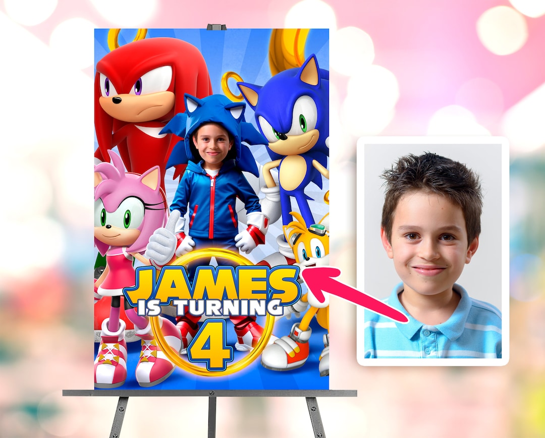 Sonic personalizado con foto Letrero de bienvenida digital - Sonic ...