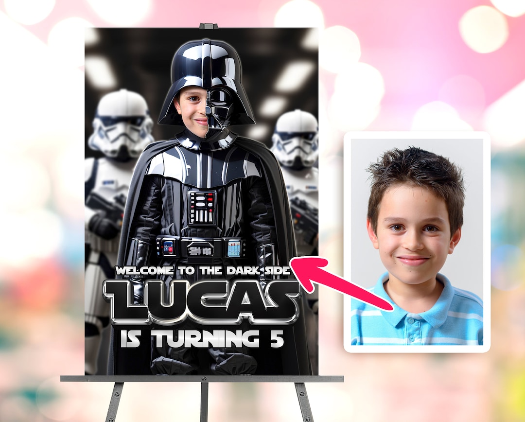 Star Wars Personalized With Photo Birthday Welcome Sign Darth Vader ...