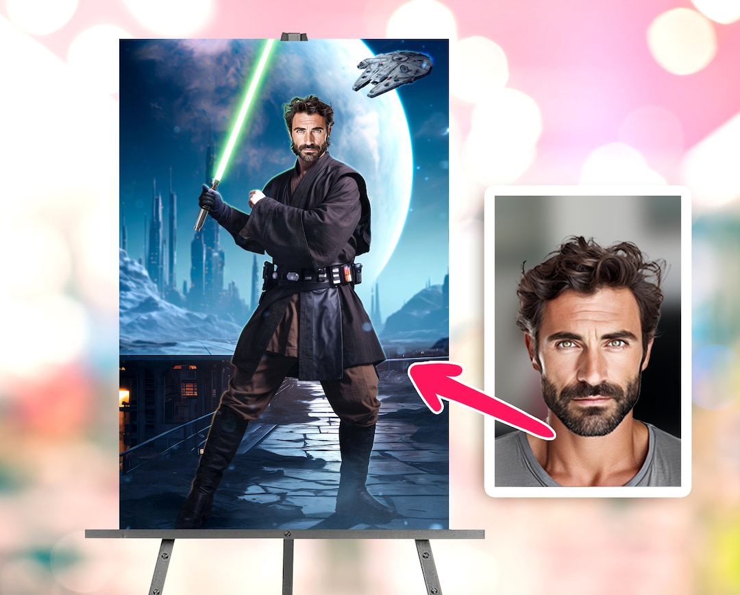 Jedi Portrait Jedi Personalized Portrait Print From Photo Wall ...