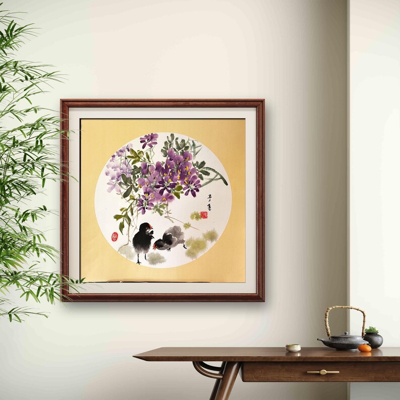 Original Chinese Ink and Wash Painting Hand Flower and Bird Painting ...