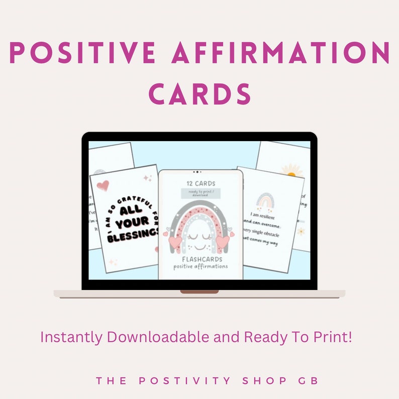 12 Positivity Affirmation Cards - Downloadable and Ready to Print! - Etsy