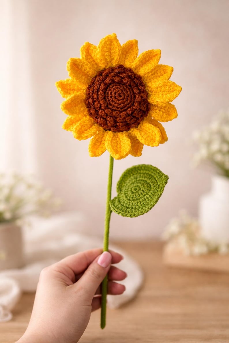 Handmade Crochet Sunflower - Everlasting Flower - Gift or Home Decor ...