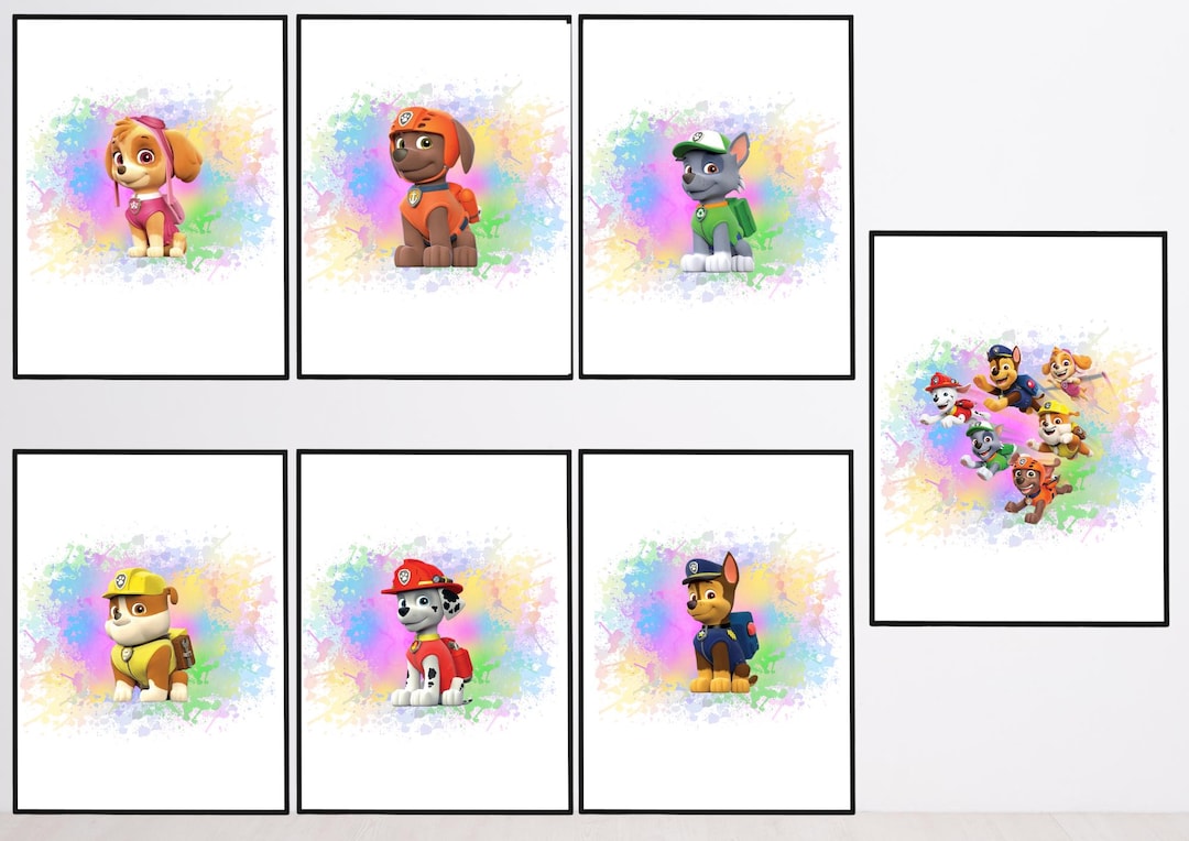7 Digital Paw Patrol Prints Instant Download Cute Kids Room Decor Paw ...
