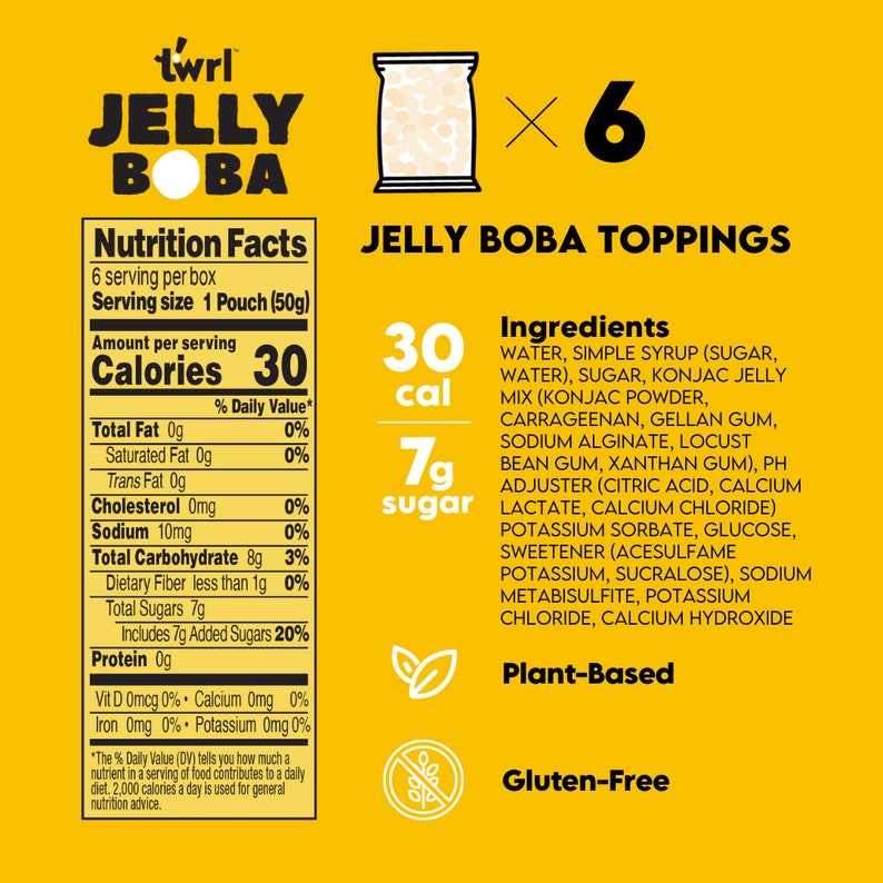 Twrl Crystal Boba 6-pack - Instant Low Calorie Boba Toppings - Etsy