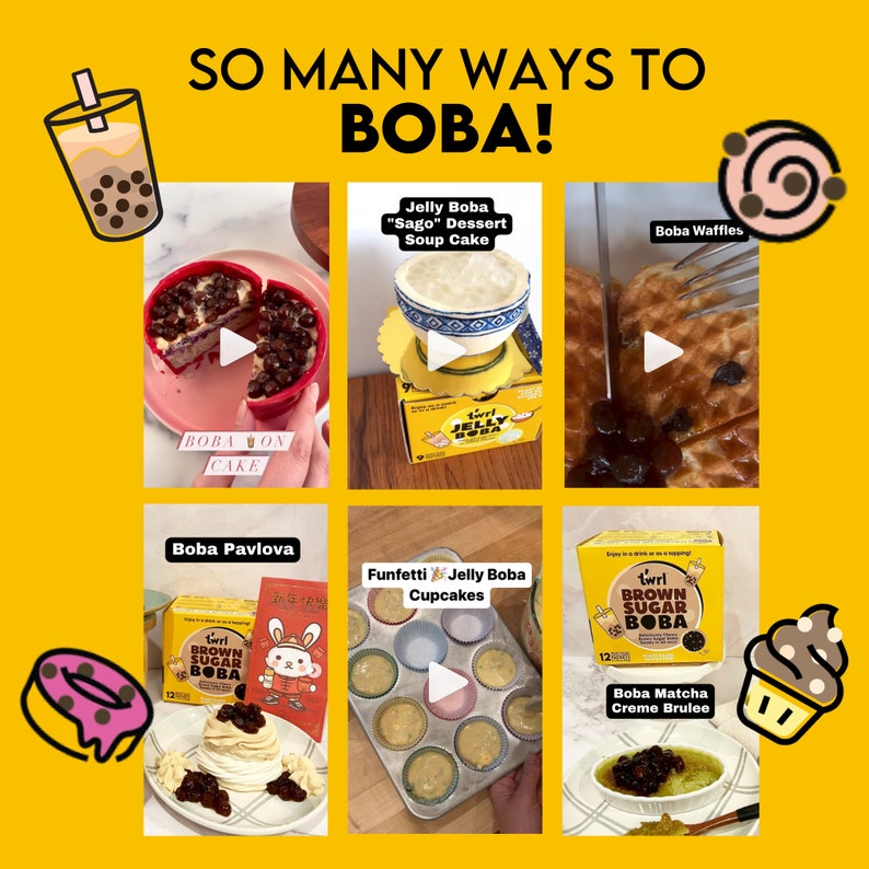 Twrl Crystal Boba 6-pack - Instant Low Calorie Boba Toppings - Etsy
