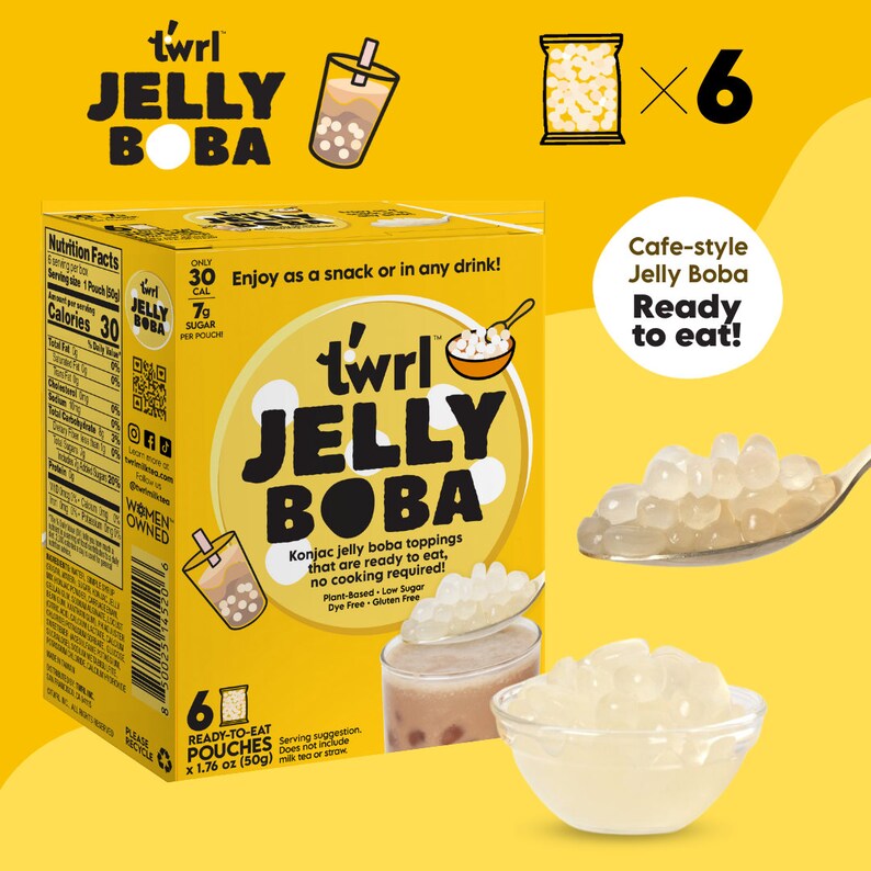 Twrl Crystal Boba 6-pack - Instant Low Calorie Boba Toppings - Etsy