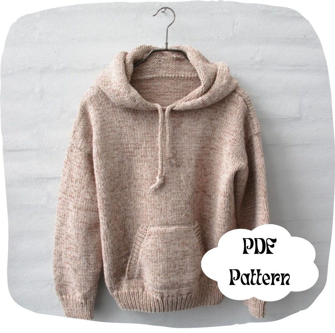 Knitting Pattern Hoodie Sweater, Mens Kniting Hoodie, Unisex Kniting ...