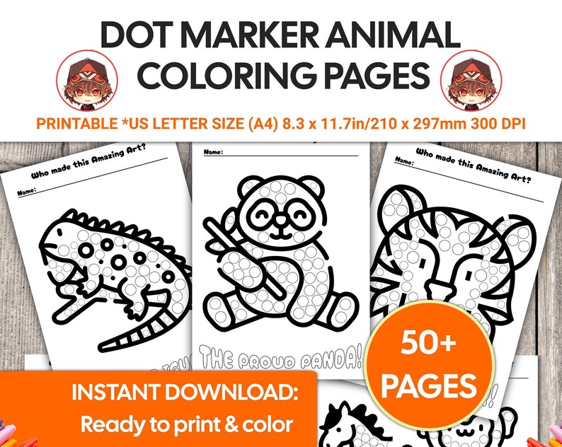 Dot Marker Activity Pages, Animal Dot Coloring Pages, Dot Marker ...