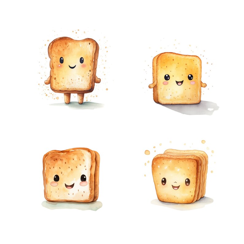 Toast Clipart Cute Food Clipart Personal Use Breakfast - Etsy