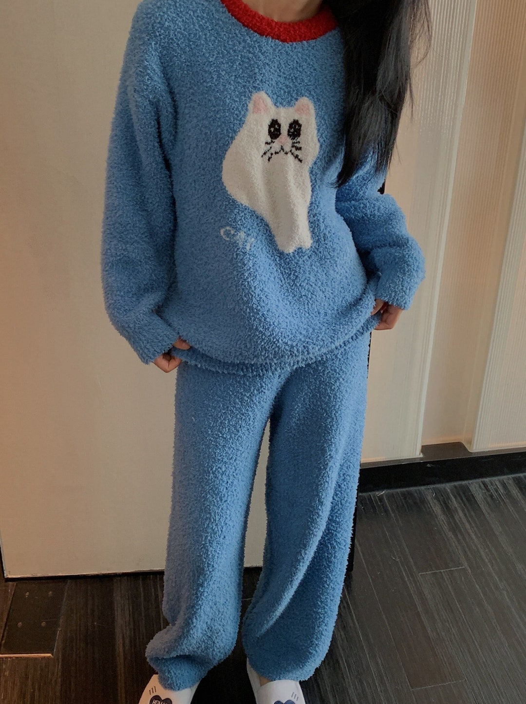 Women Winter Cute Fuzzy Pajamas Setplush Fluffy Sweatshirt - Etsy