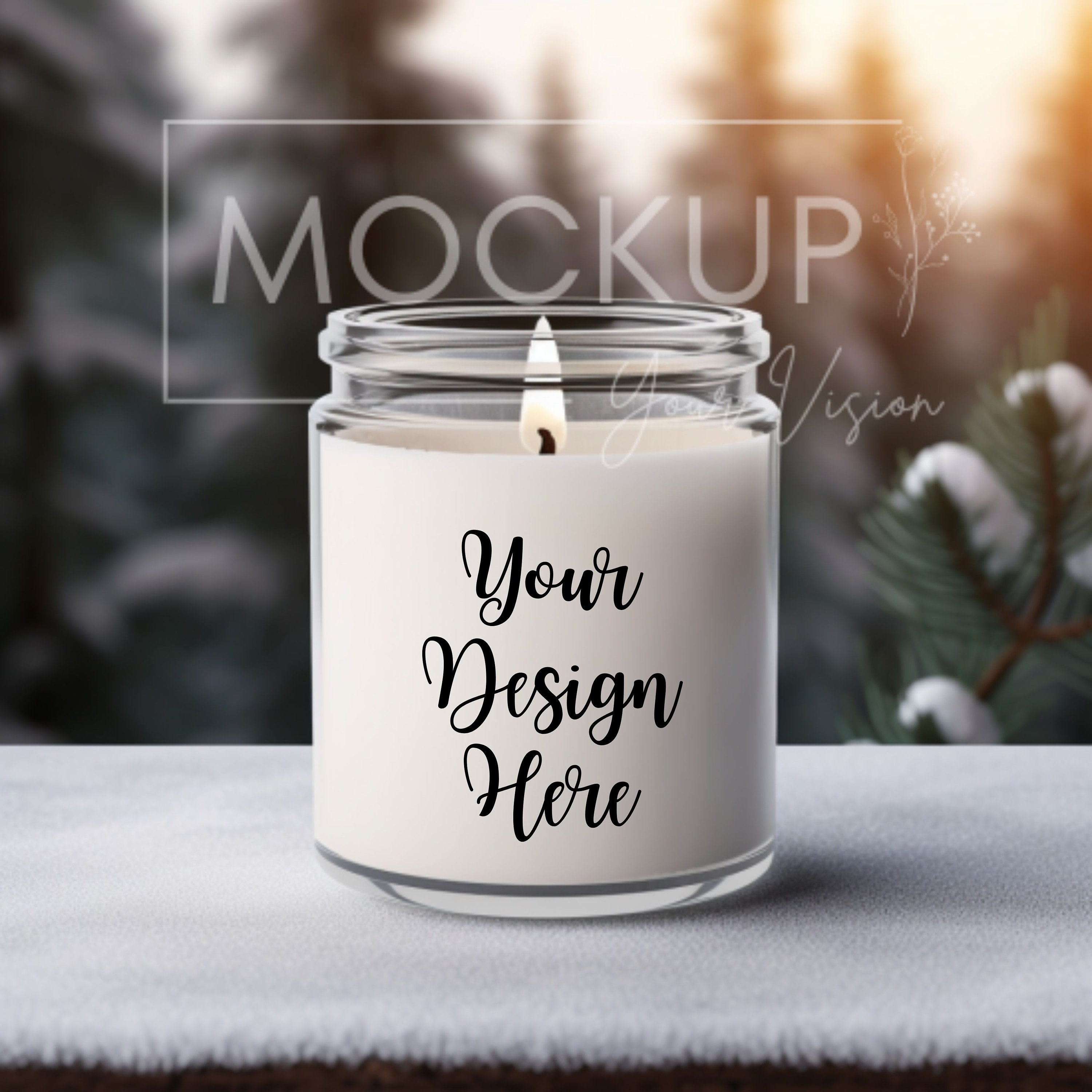 Soy Candle Mockup, Candle Jar Mockup, Christmas Candle Mockup, Winter ...