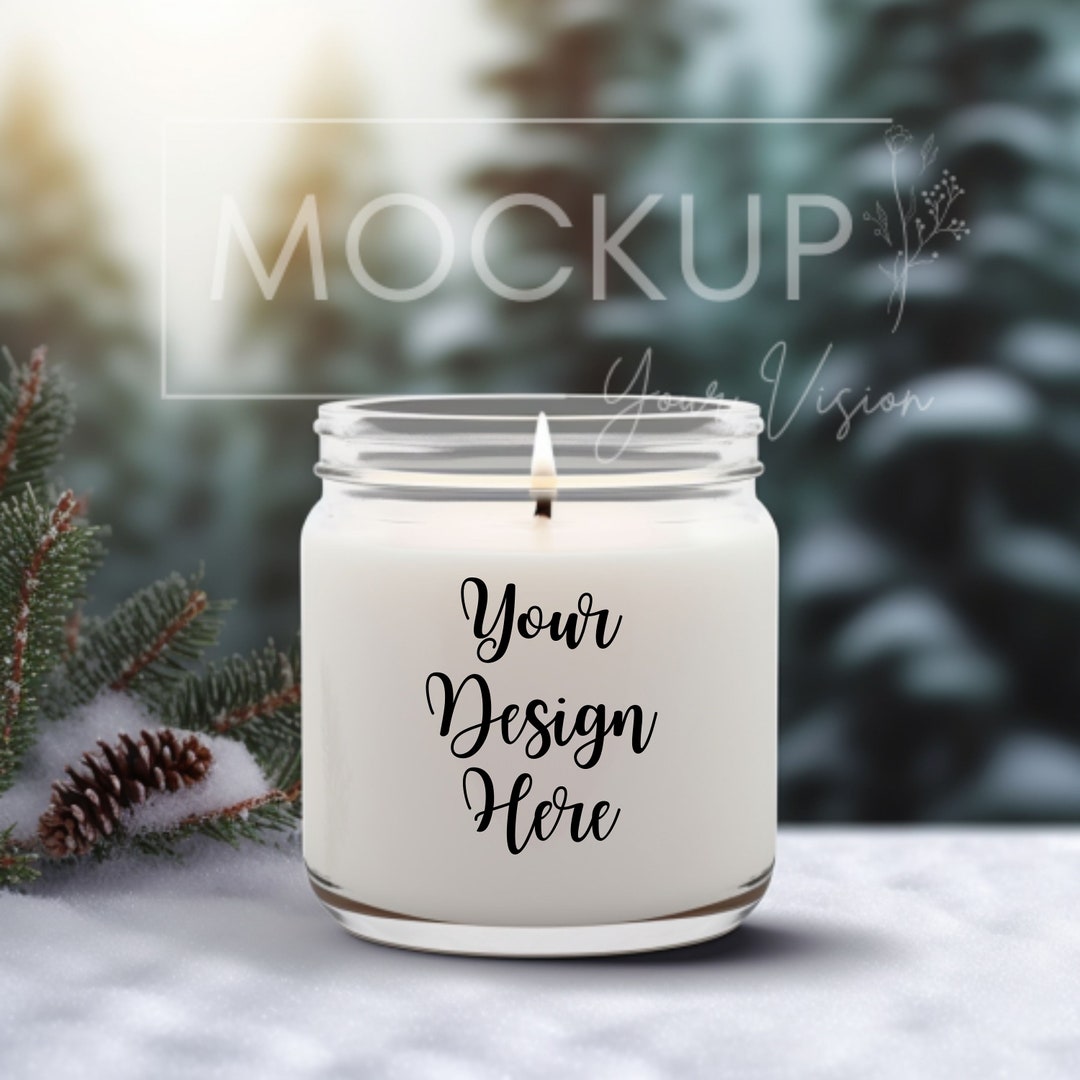 Soy Candle Mockup, Candle Jar Mockup, Christmas Candle Mockup, Winter ...