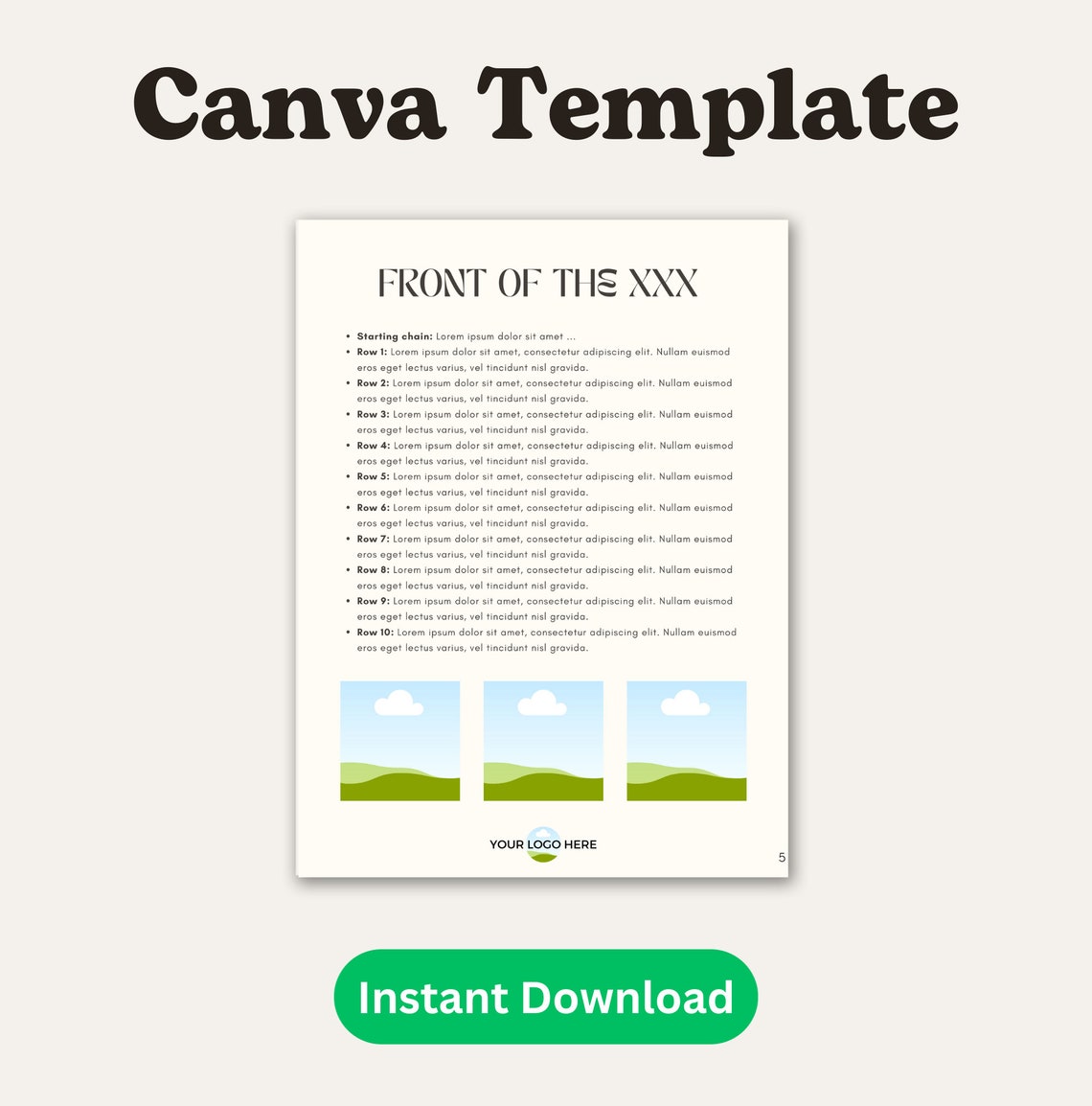 Crochet Pattern Template Canva Crochet Pattern Template Design Knitting ...