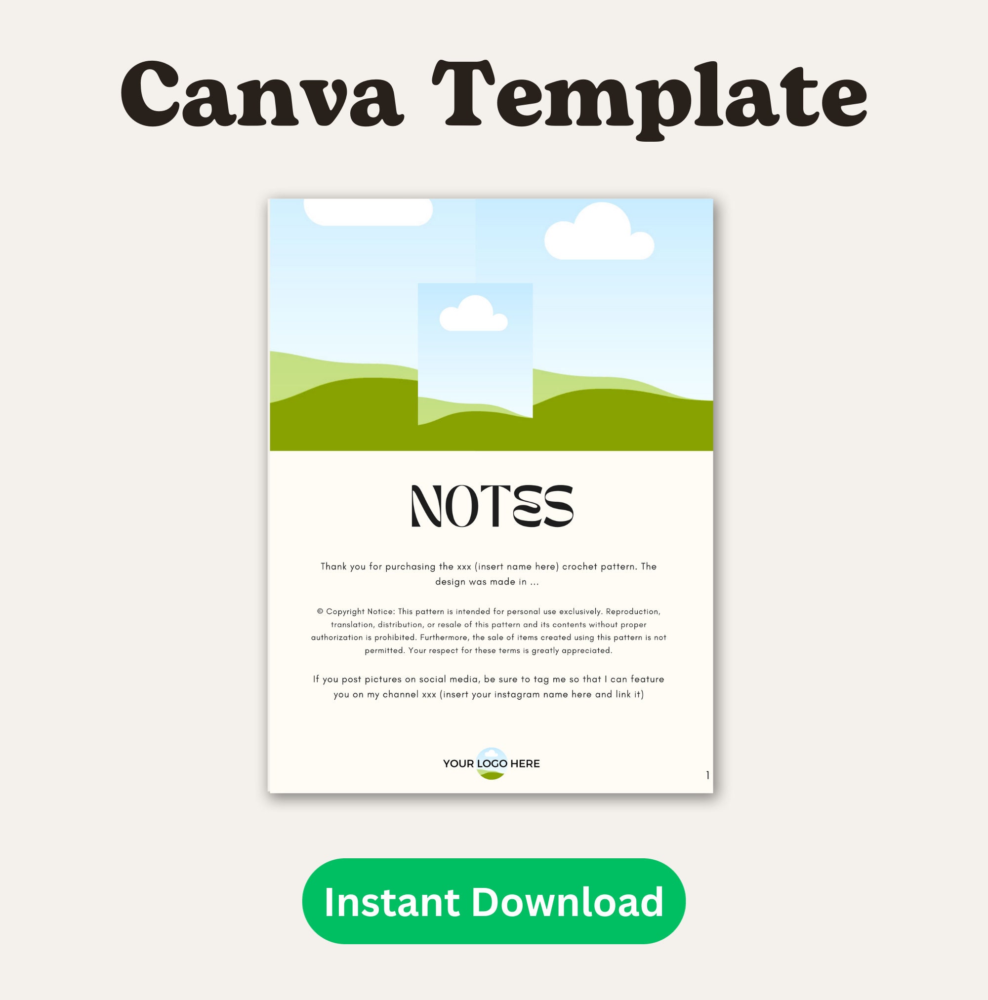 Crochet Pattern Template Canva Crochet Pattern Template Design Knitting ...