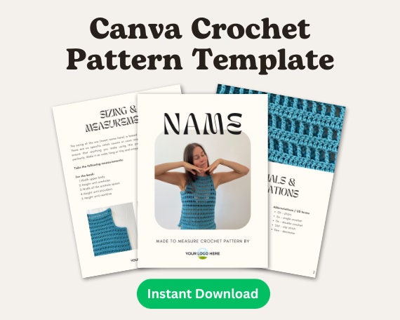 Crochet Pattern Template Canva Crochet Pattern Template Design Knitting ...