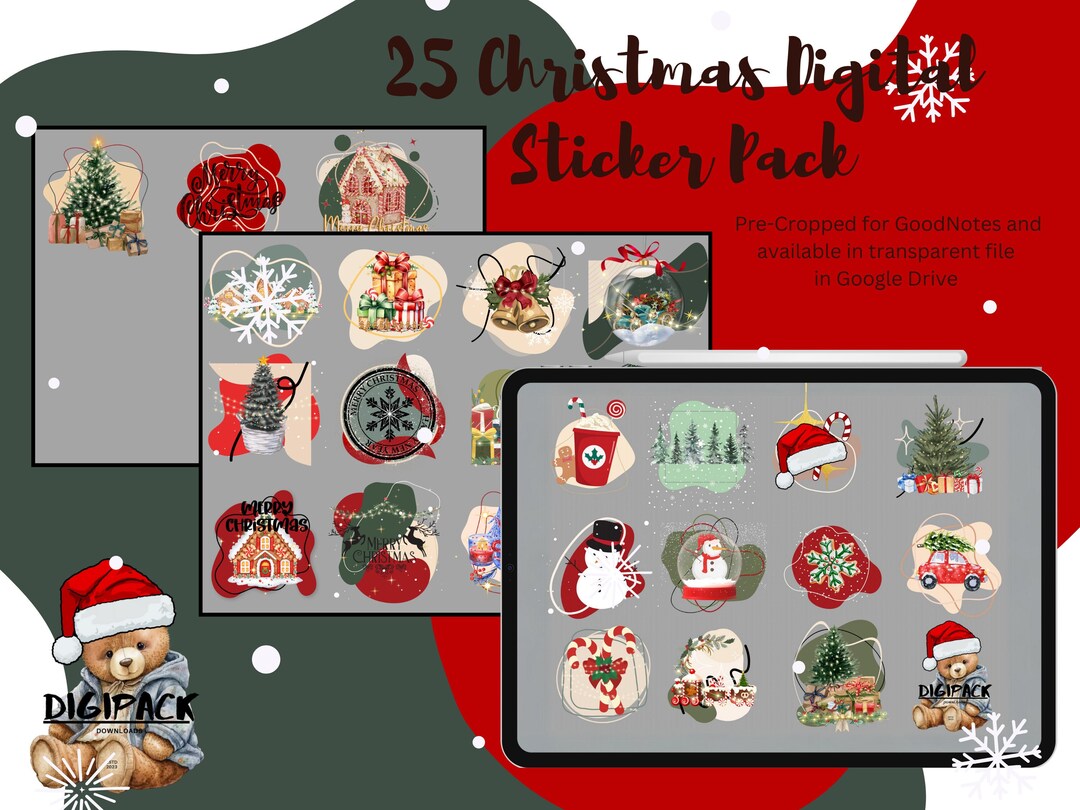 25 Christmas Digital Stickers for Digital Planners, Other Projects, Pre ...