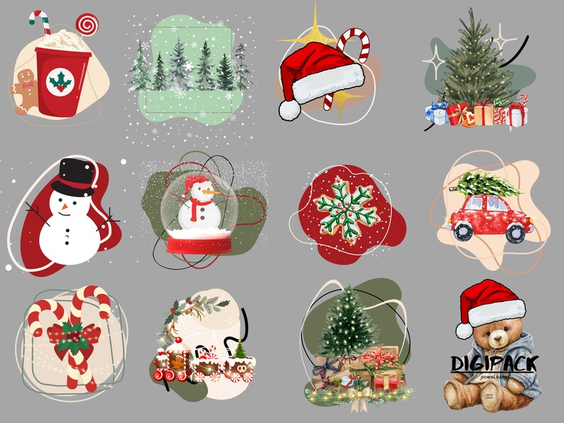 25 Christmas Digital Stickers for Digital Planners, Other Projects, Pre ...