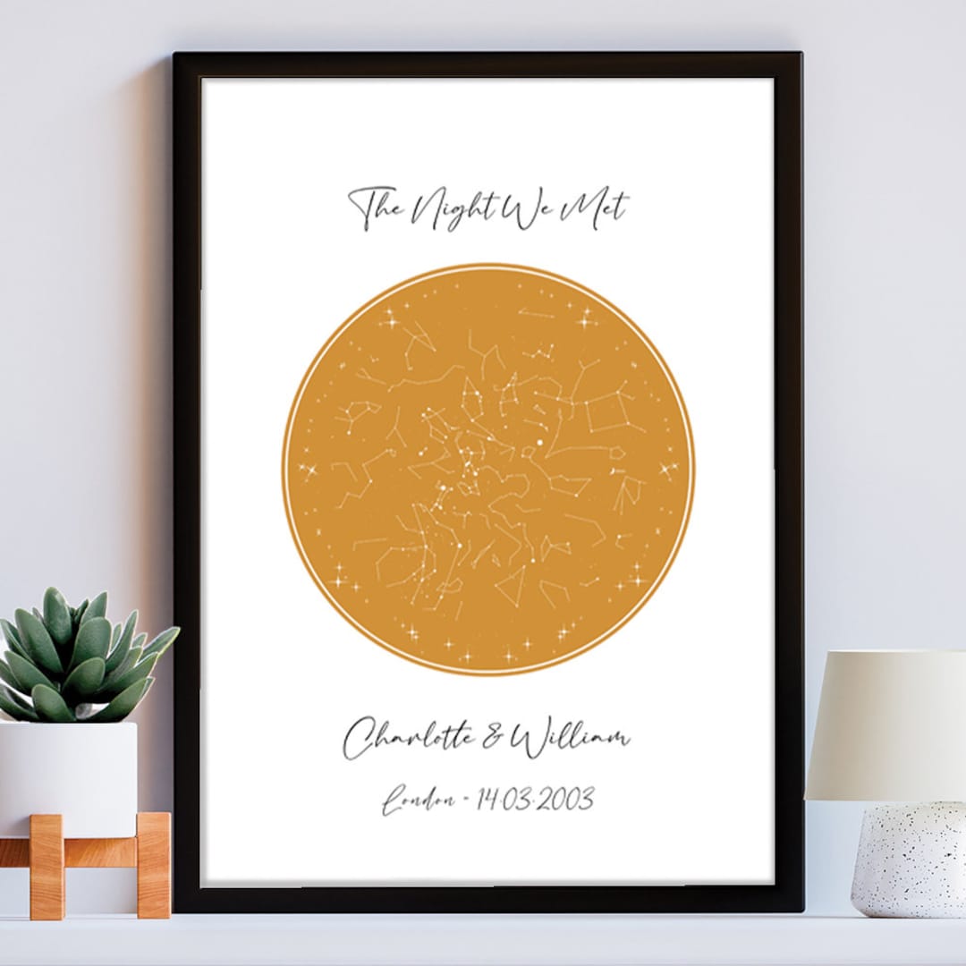 Unique Star Map Night Sky Personalised Romantic Print for Anniversaries ...
