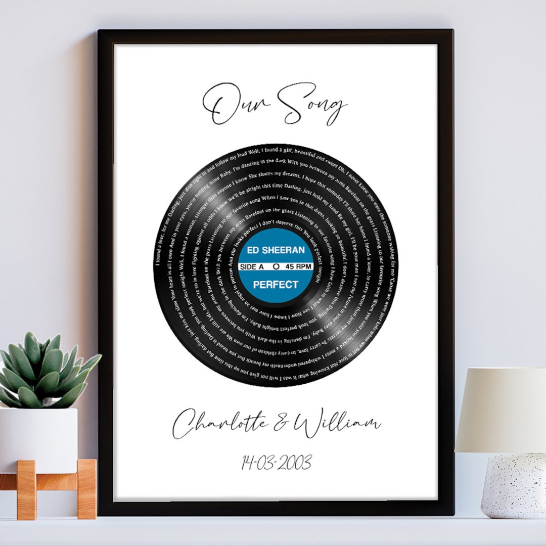 Custom Vinyl Record Song Lyrics Print - Any Song for Wedding Gift ...