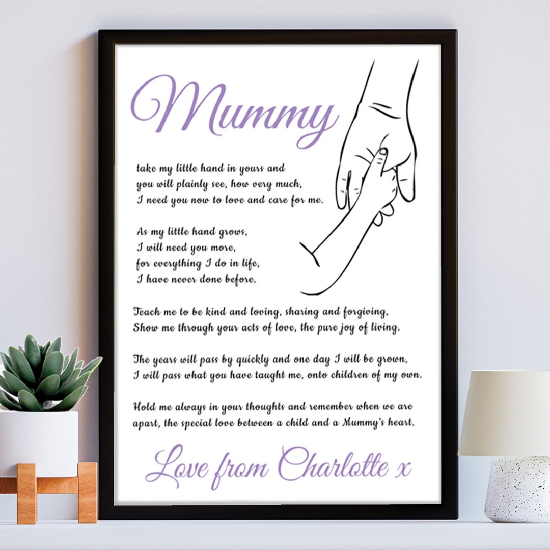 Mummy Poem Print: Personalized Gift for Mum Christmas, Birthday, Thank ...