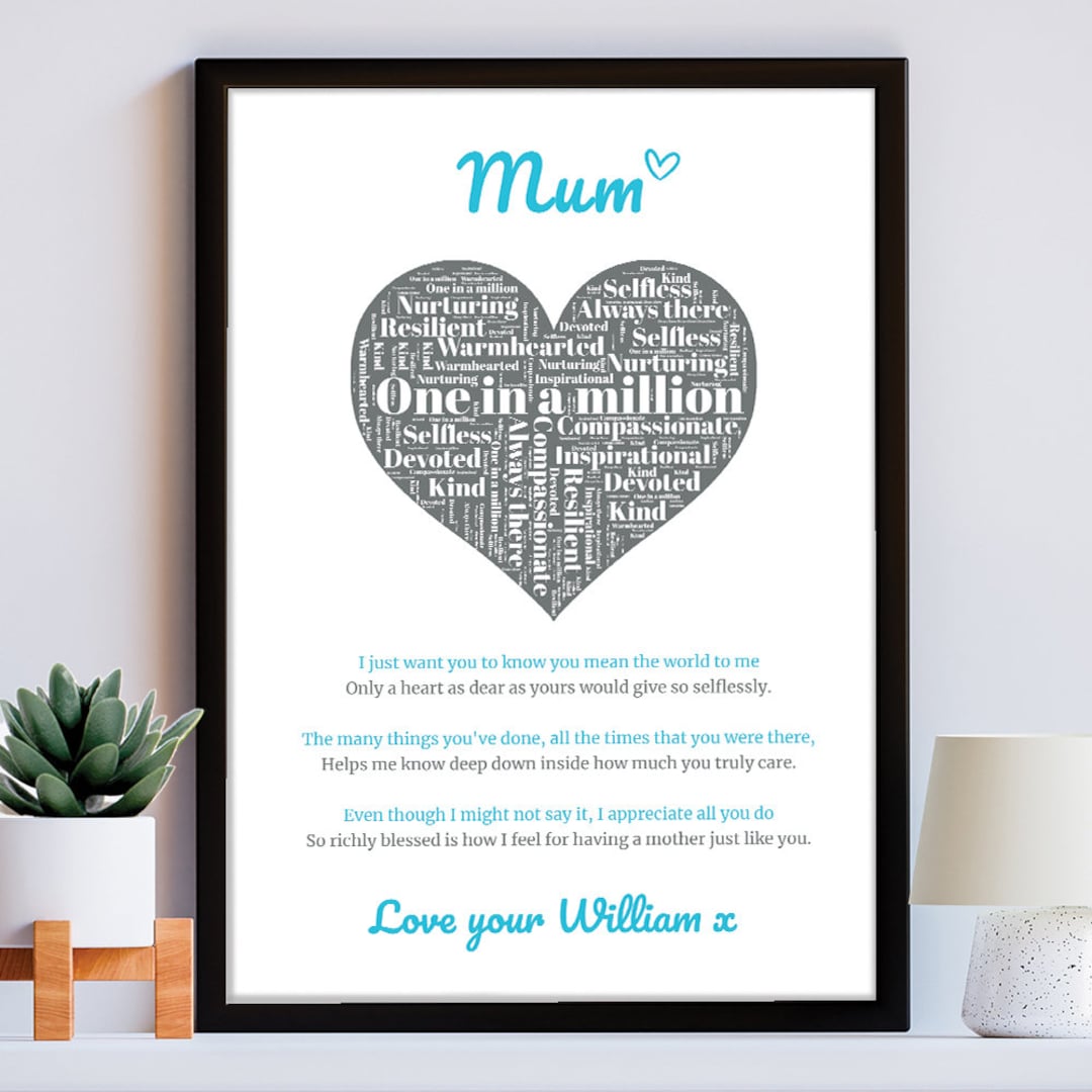 Personalised Gift for Special Mum Poem Print From Son for A Unique ...